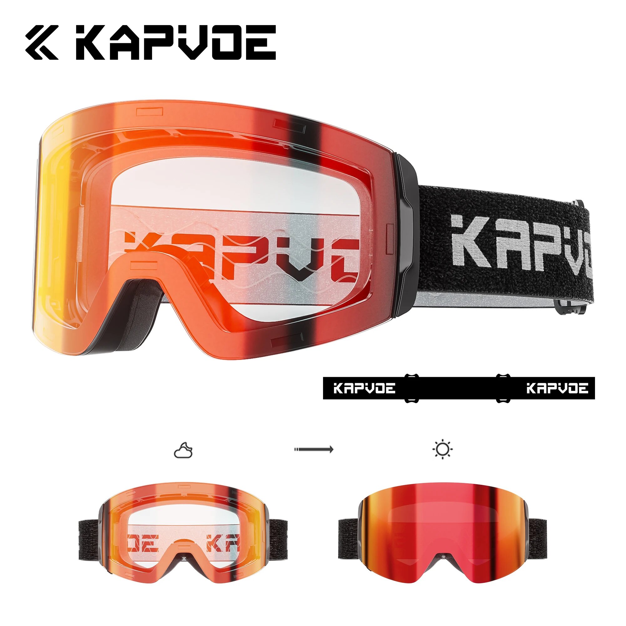 KAPVOE фотохромные лыжные очки Photochromic red-01