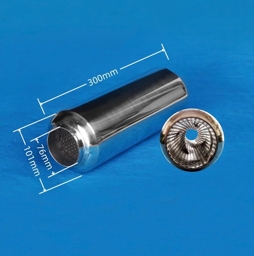 Семейный глушитель 76 мм (3 дюйма)/63 мм (2,5 дюйма)/51 мм (2 дюйма), впускной глушитель, наконечник выхлопной трубы, полированный глушитель из нержавеющей стали, 76MM IN- 300MM