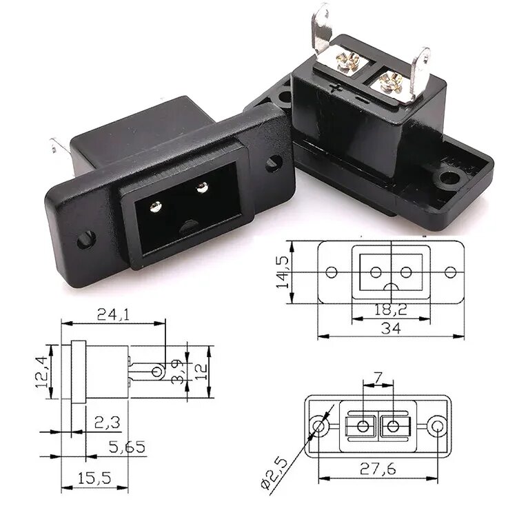 Разъем питания постоянного тока для автомобильного холодильника типа в, универсальный разъем типа в, разъем типа «мама» для холодильника, With ears, 5pcs
