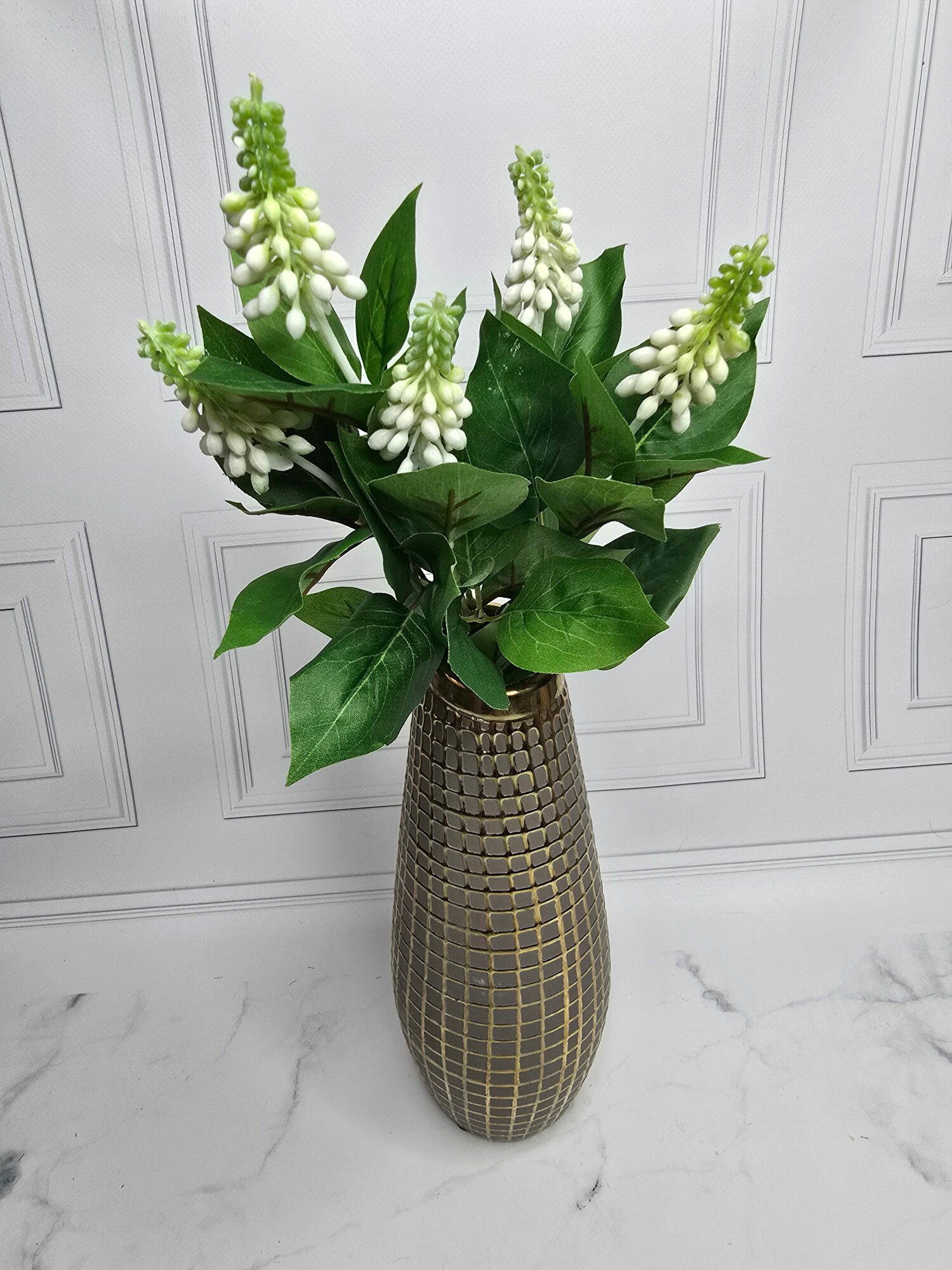 Искусственное растение Holodilova люпин, 36см, пластик, белый