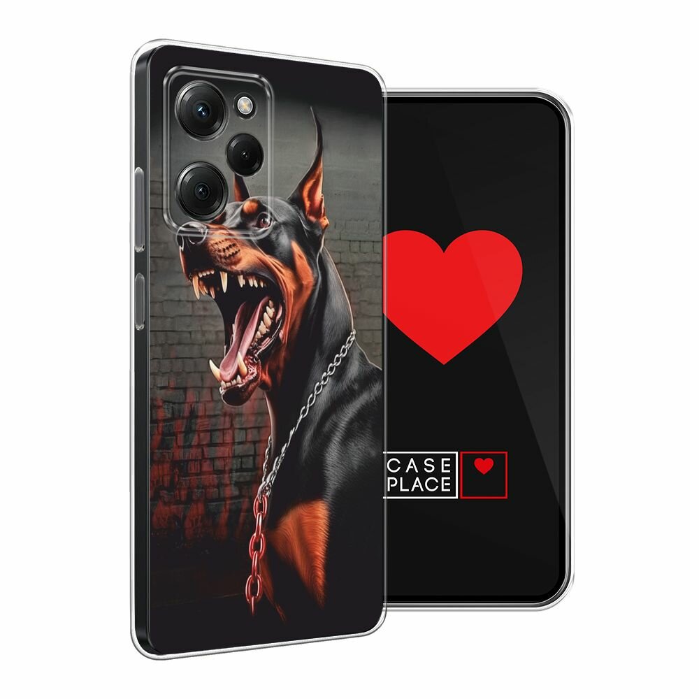 Чехол на Xiaomi Poco X5 Pro 5G / Сяоми Поко X5 Про 5G с принтом "Доберман с цепью" — фото 1