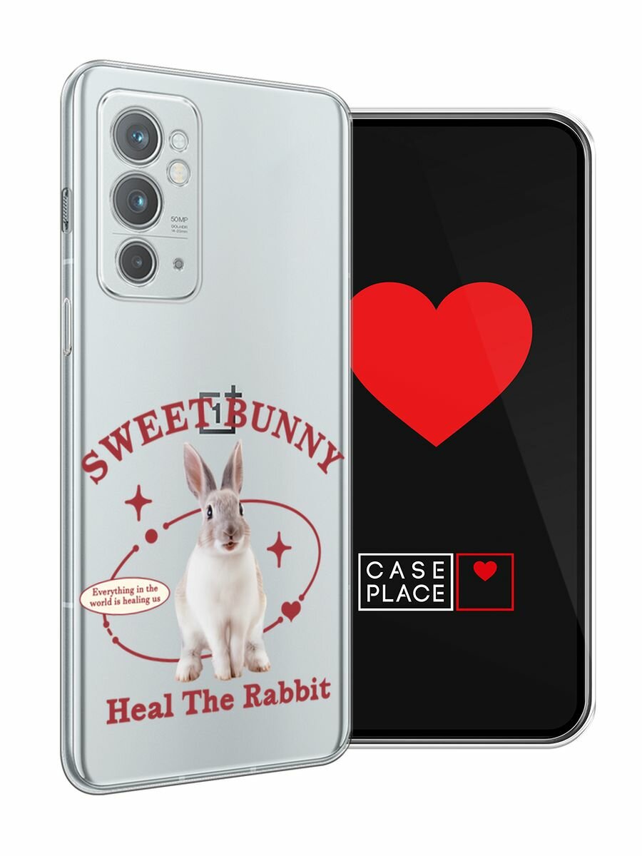 Чехол на OnePlus 9RT / ВанПлас 9RT с принтом "Heal the rabbit", прозрачный — фото 1