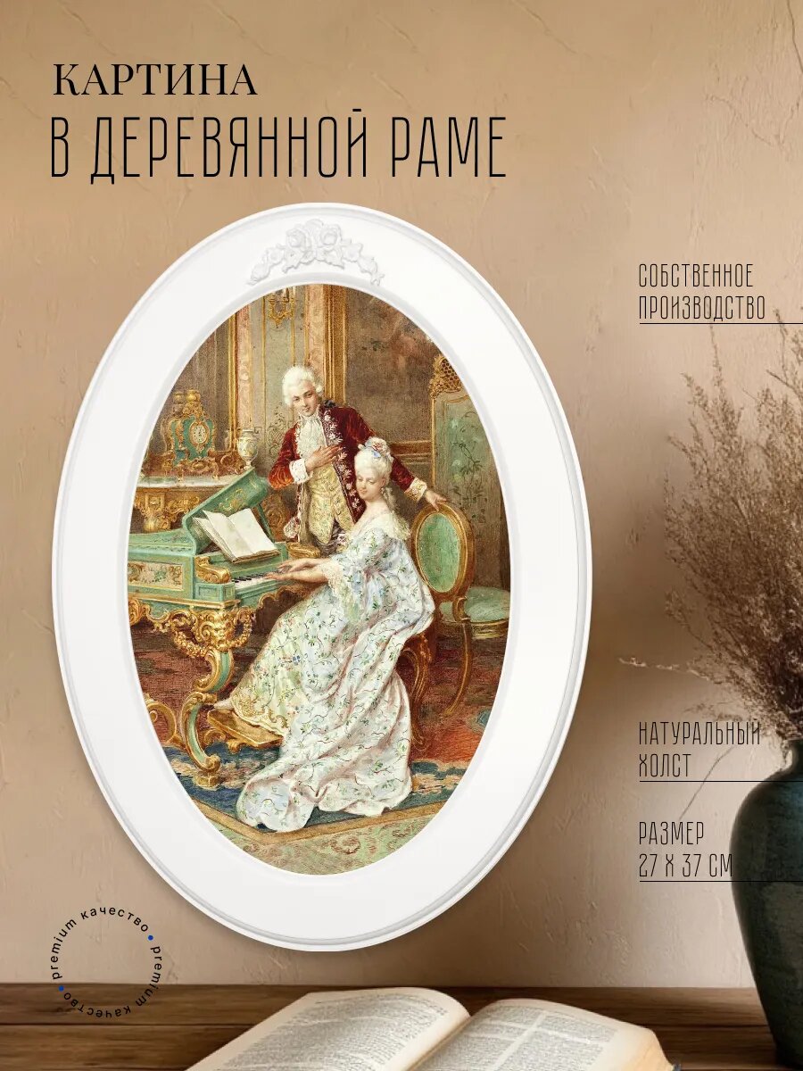 Картина Elenadecor овальная интерьерная на холсте в деревянной раме 27*37 см
