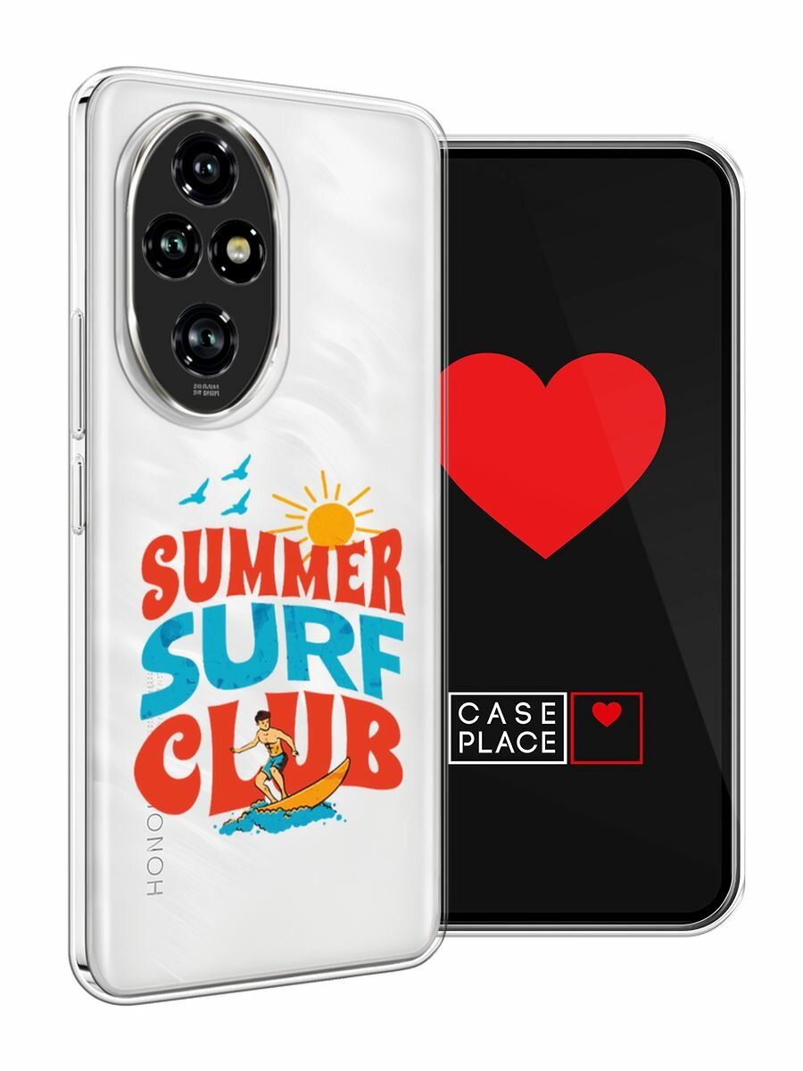 Чехол на Honor 200 Pro / Хонор 200 Про с принтом "Summer surf club", прозрачный — фото 1