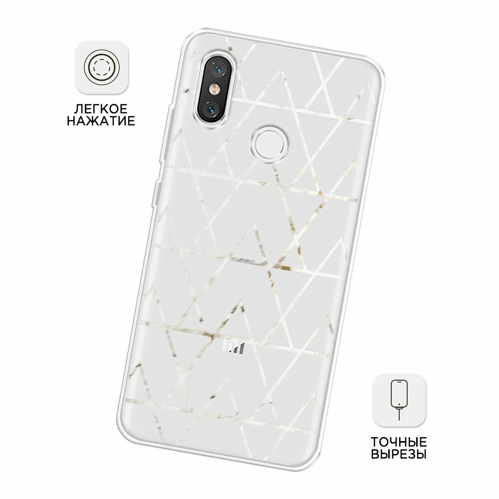 Чехол на Xiaomi Mi 8 / Сяоми Ми 8 с принтом "Треугольники трафарет", прозрачный — фото 1
