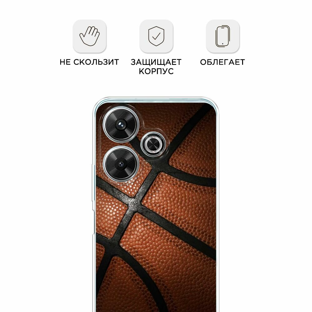 Чехол на Xiaomi Redmi Note 13R/Redmi 13/Poco M6 4G/M6 Plus / Сяоми Редми Ноут 13R с принтом "Баскетбольный мяч" — фото 1