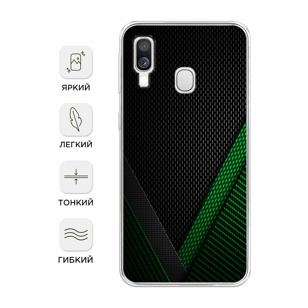 Чехол на Samsung Galaxy A40 / Самсунг Галакси А40 с принтом "Зеленый карбон" — фото 1