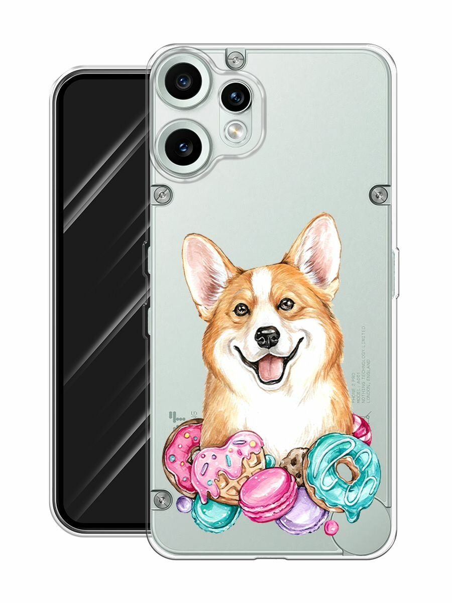 Чехол на CMF Phone 2 Pro / CMF Фон 2 Про с принтом "Корги и сладости", прозрачный — фото 1