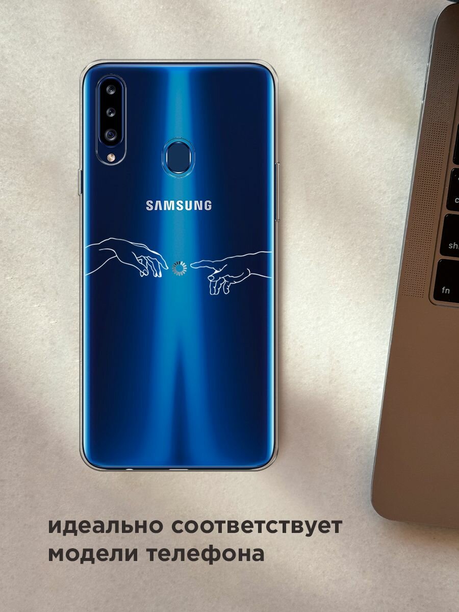 Чехол на Samsung Galaxy A20s / Самсунг Галакси A20s с принтом "Загрузка творения", прозрачный — фото 1