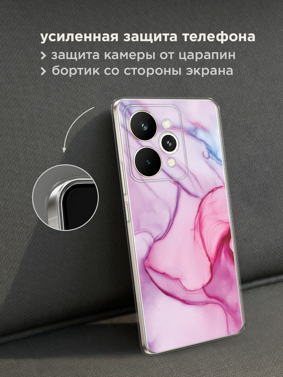 Чехол на Realme 15 Pro / Реалми 15 Про с принтом "Розовые мраморные разводы" — фото 1