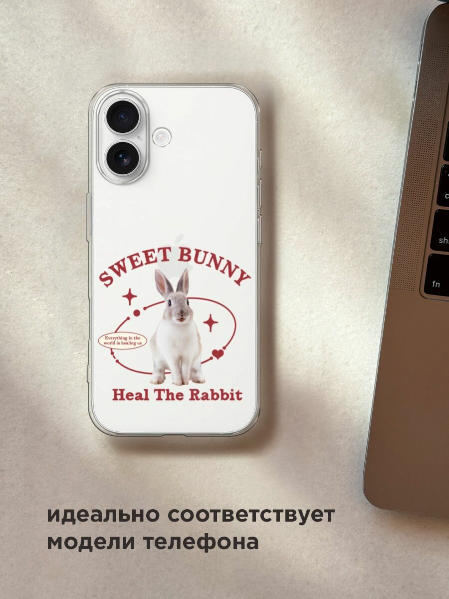 Чехол на Apple iPhone 17 / Айфон 17 с принтом "Heal the rabbit", прозрачный — фото 1