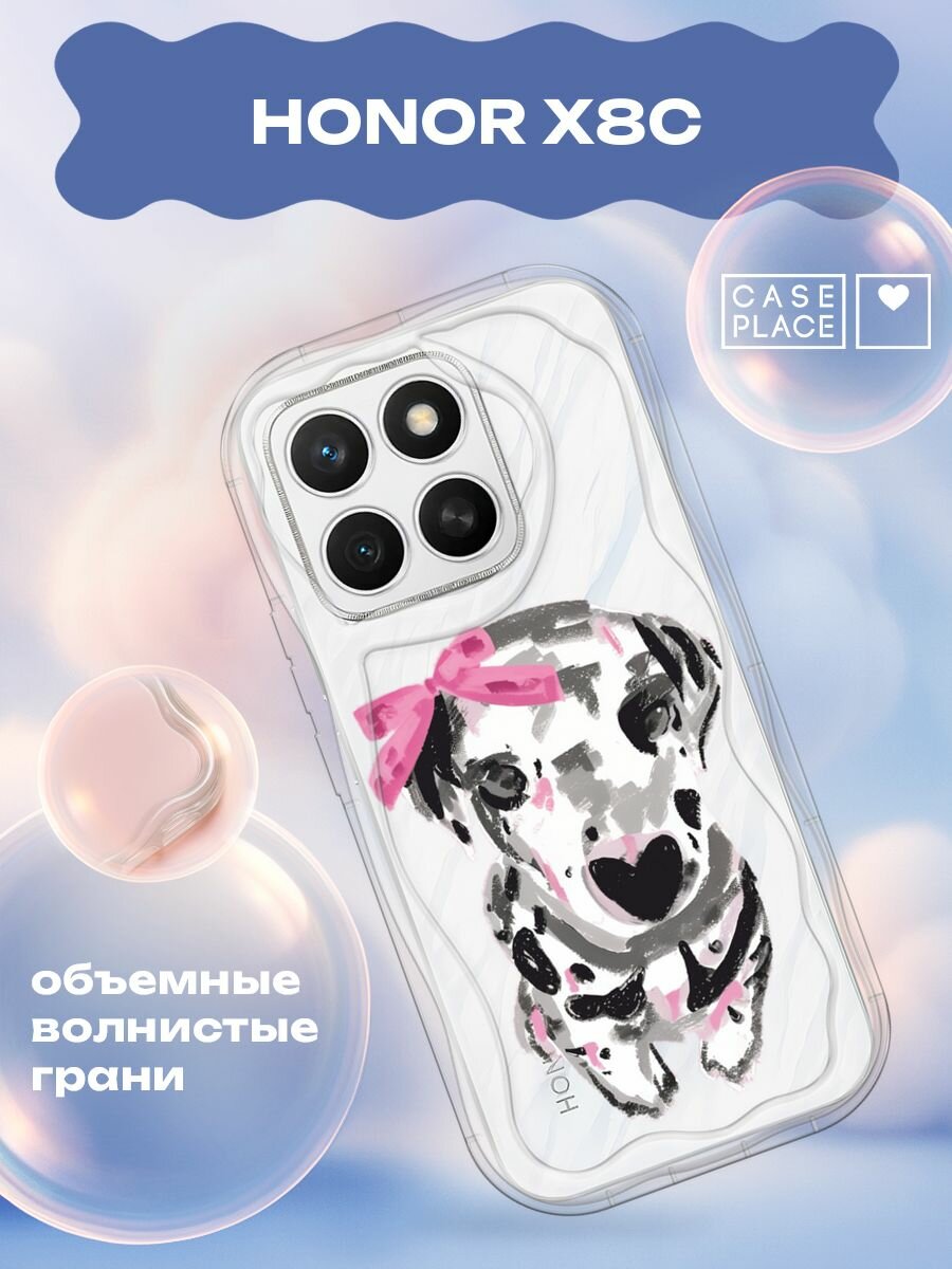 Чехол на Honor X8c / Хонор X8c с принтом "Далматинец с бантиком 3"