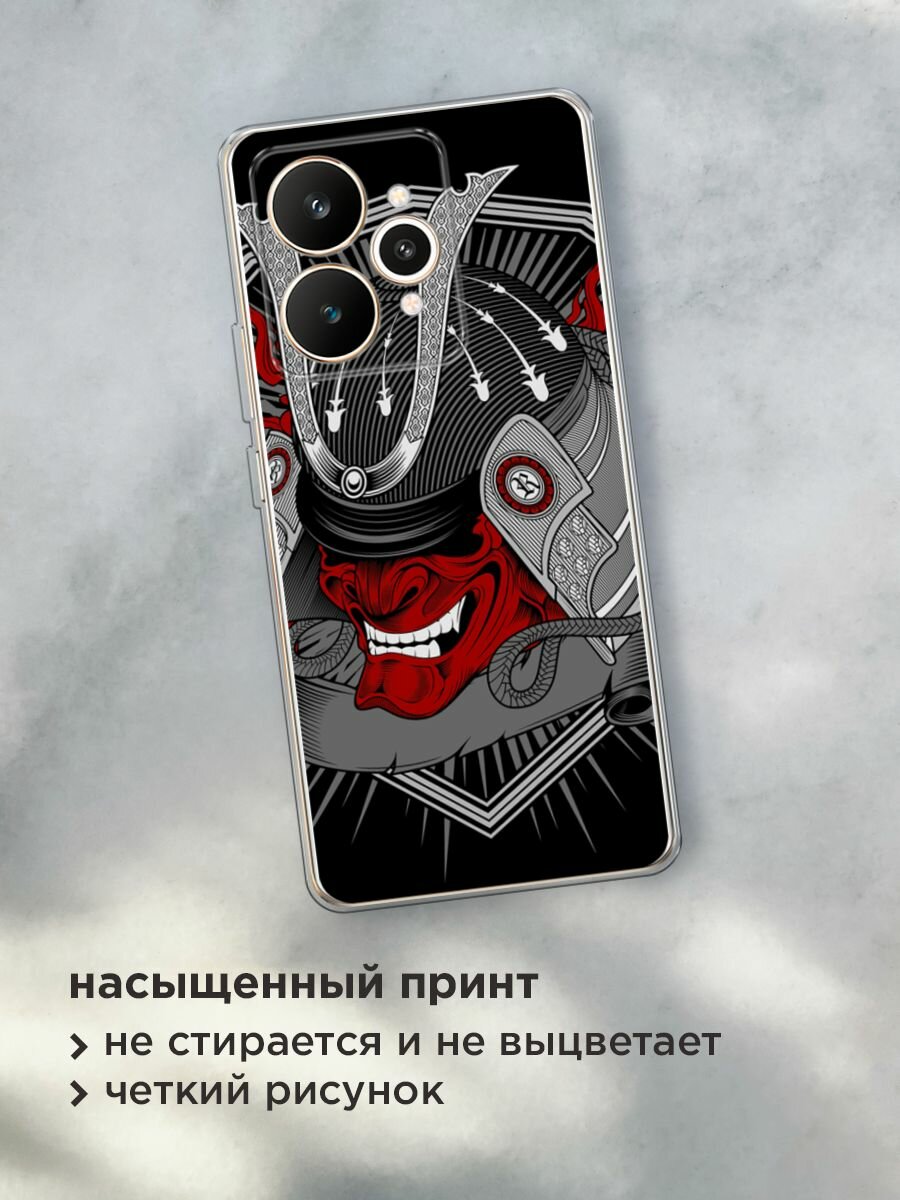 Чехол на Realme 15 / Реалми 15 с принтом "Красная маска самурая" — фото 1
