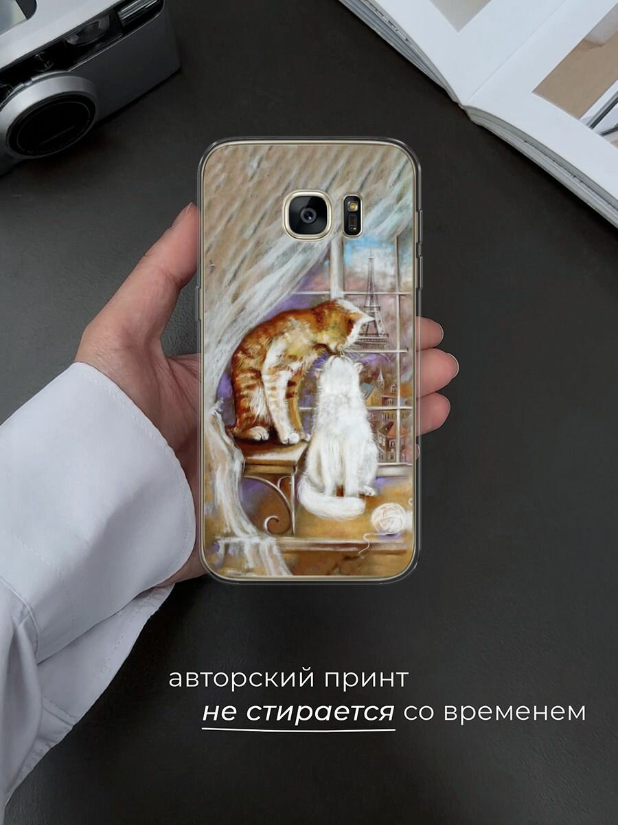 Чехол на Samsung Galaxy S7 / Самсунг Галакси С 7 с принтом "Влюбленные котики 1" — фото 1