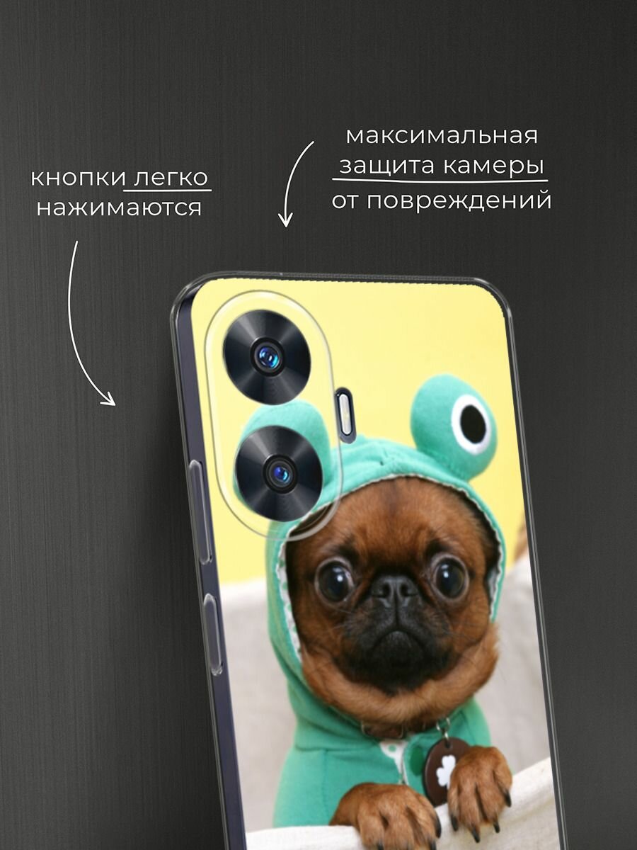 Чехол на Realme C55 / Реалми C55 с принтом "Собачка в шапке лягушки" — фото 1
