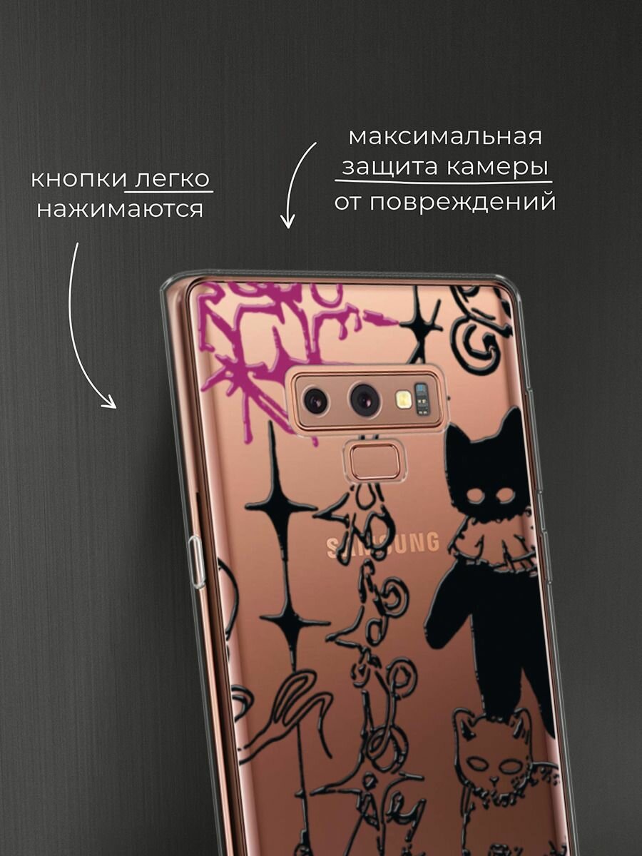 Чехол на Samsung Galaxy Note 9 / Самсунг Галакси Нот 9 с принтом "Готические котики" — фото 1