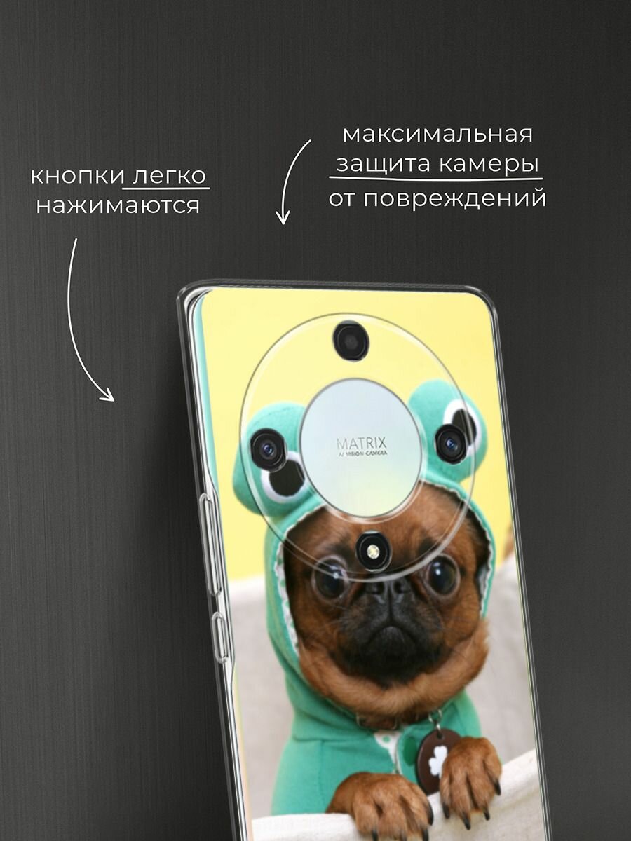 Чехол на Honor X9A / Хонор X9A с принтом "Собачка в шапке лягушки" — фото 1