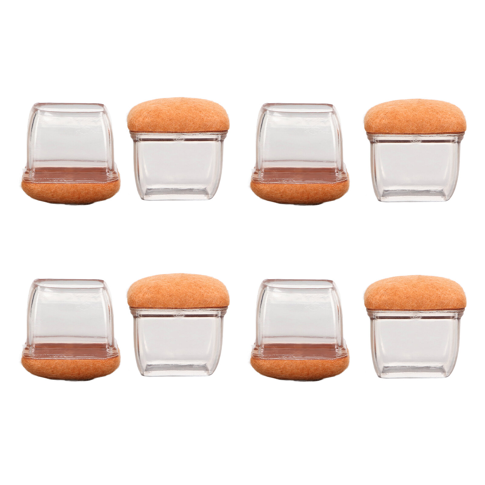 8 наконечников для ножек стульев из TPE, квадратные, прозрачные, большой размер