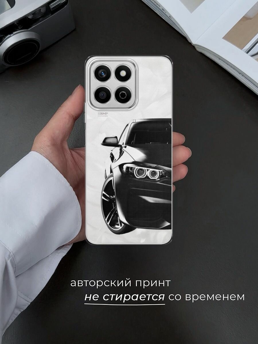 Чехол на Honor X7c / Хонор X7c с принтом "Крутая черная машина", прозрачный — фото 1