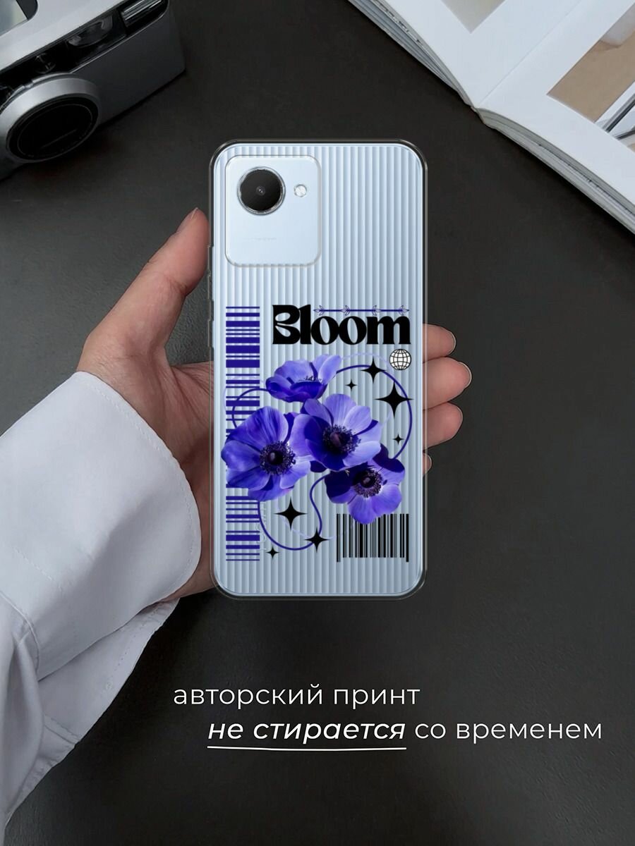 Чехол на Realme C30 / Реалми C30 с принтом "Завораживающие анемоны", прозрачный — фото 1