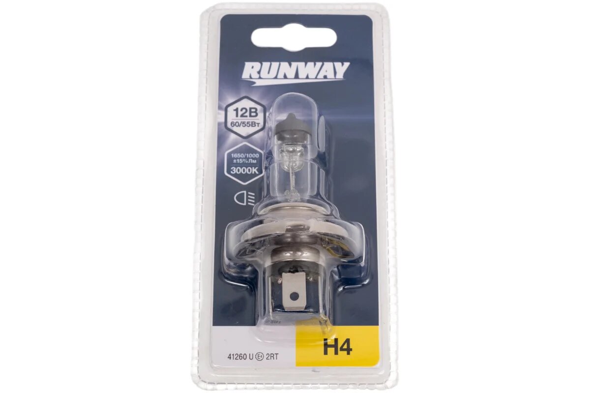 Галогенная автомобильная лампа RUNWAY H4 12В 60/55Вт (1шт. блистер) С RW-H4-b