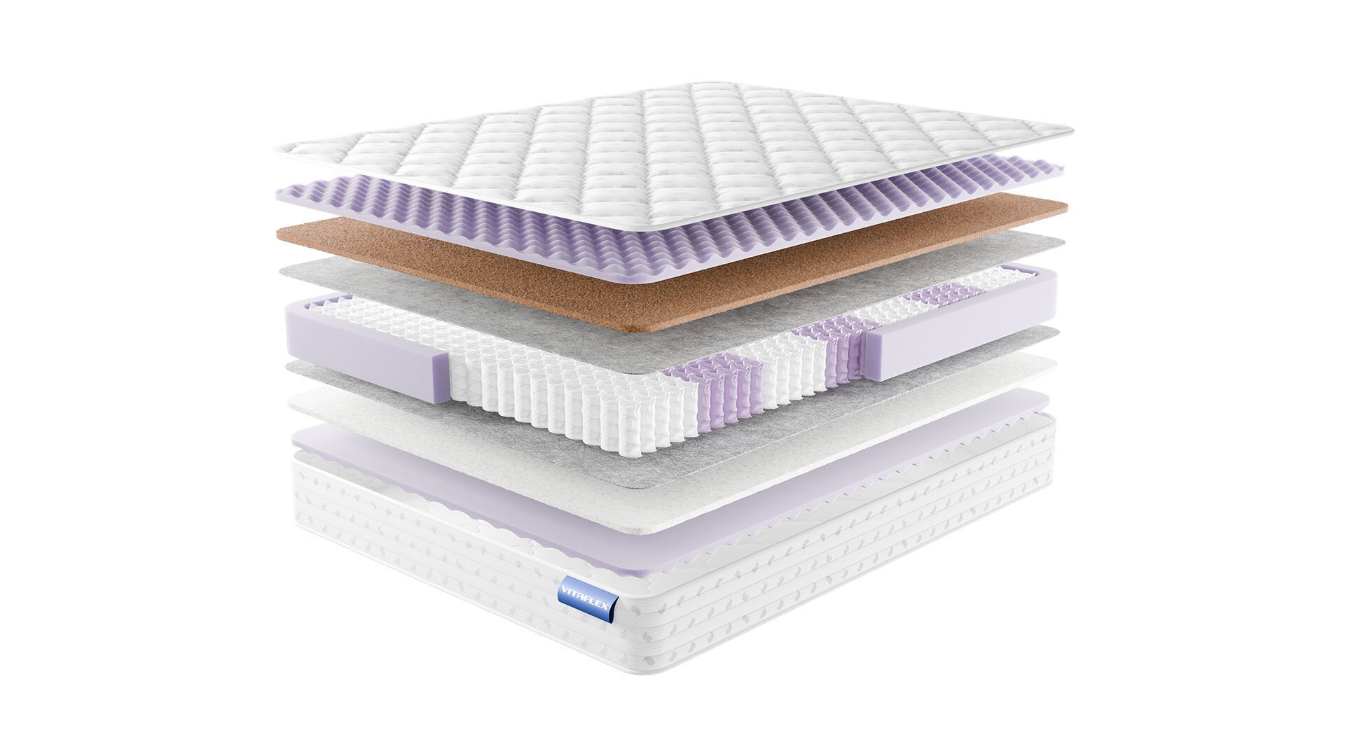 Матрас Vitaflex Balance Luxe 70х190 высота 24 см анатомический жесткий средней жесткости кокосовый Независимые пружины