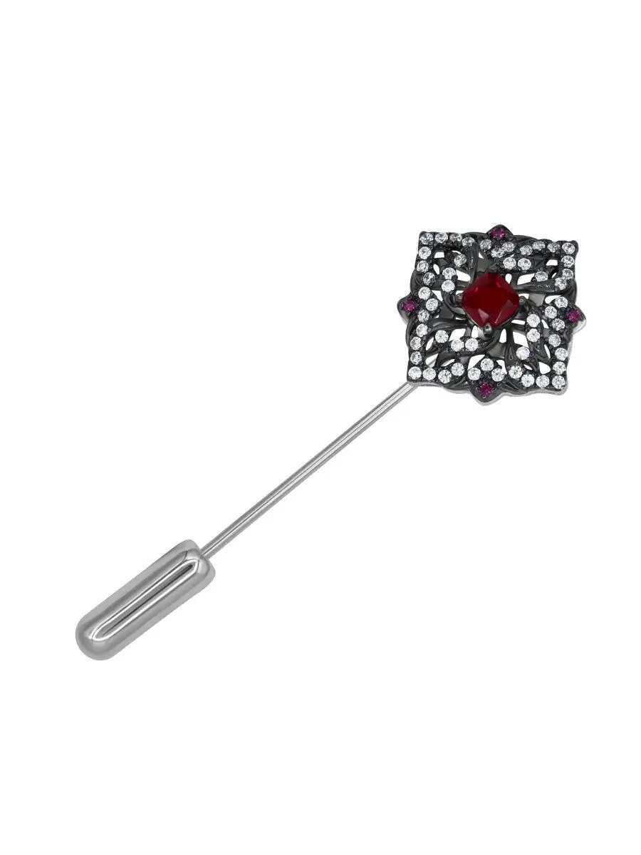 Брошь, серебро, 925 проба, фианит