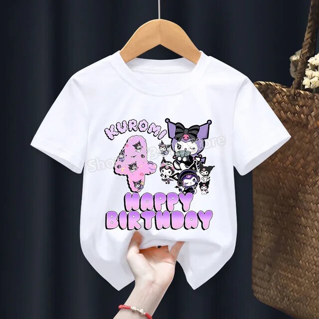 Футболки Coollomi для девочек, милые топы для детей с номерами от 1 до 10, костюмы на день рождения, летние футболки с короткими рукавами, подарки, Размер: 120 см