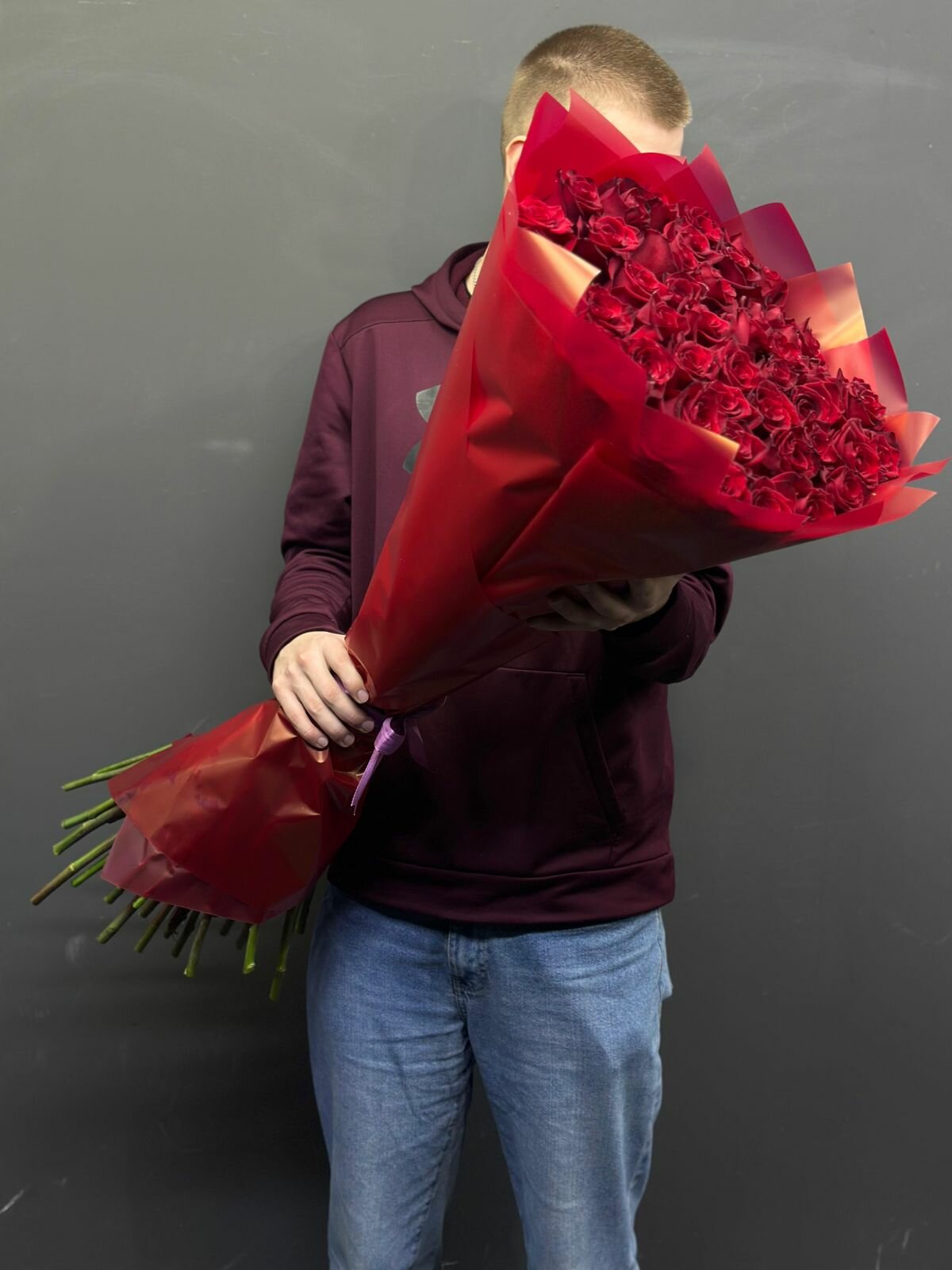 Букет из 51 Высокой Розы / Розы 100 см / Доставка Цветов / Высокие розы