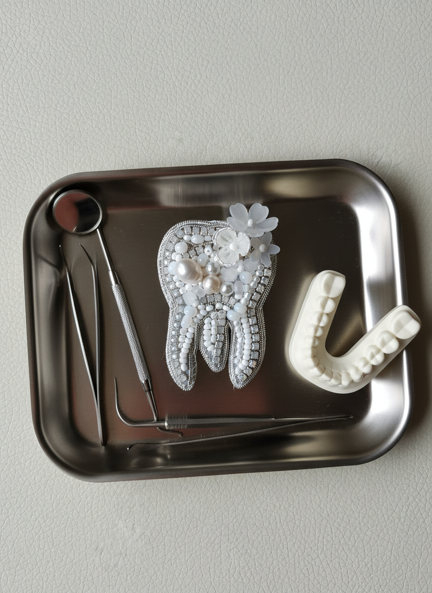 Брошь, бисер, стразы