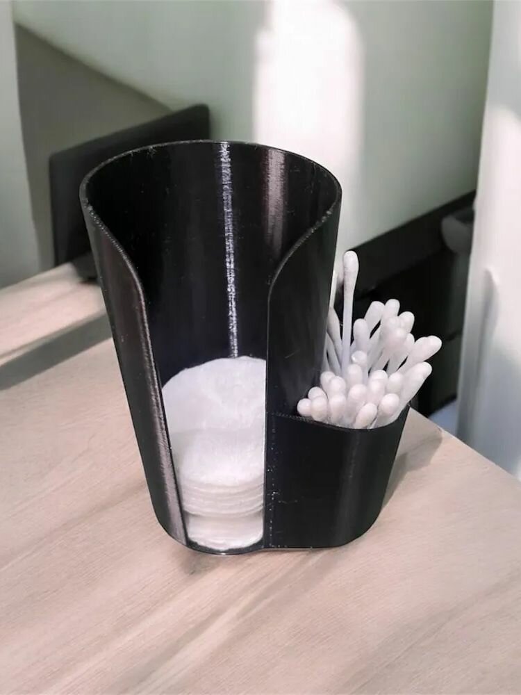 Органайзер для ватных дисков/палочек черный для ванной комнаты