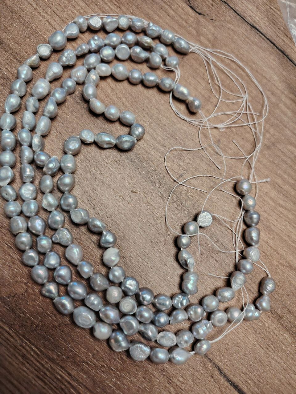 Бусины для рукоделия, жемчуг, природный пресноводный, диаметр 8-9 мм 4 цепочки