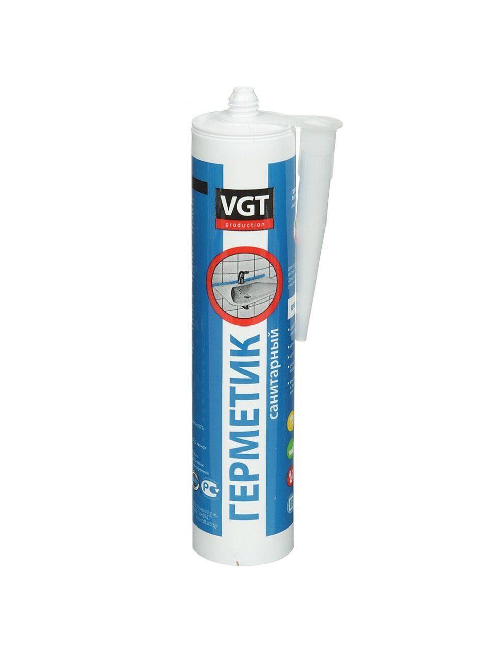 Герметик акриловый санитарный VGT 400 г белый влагостойкий для ванной и душа