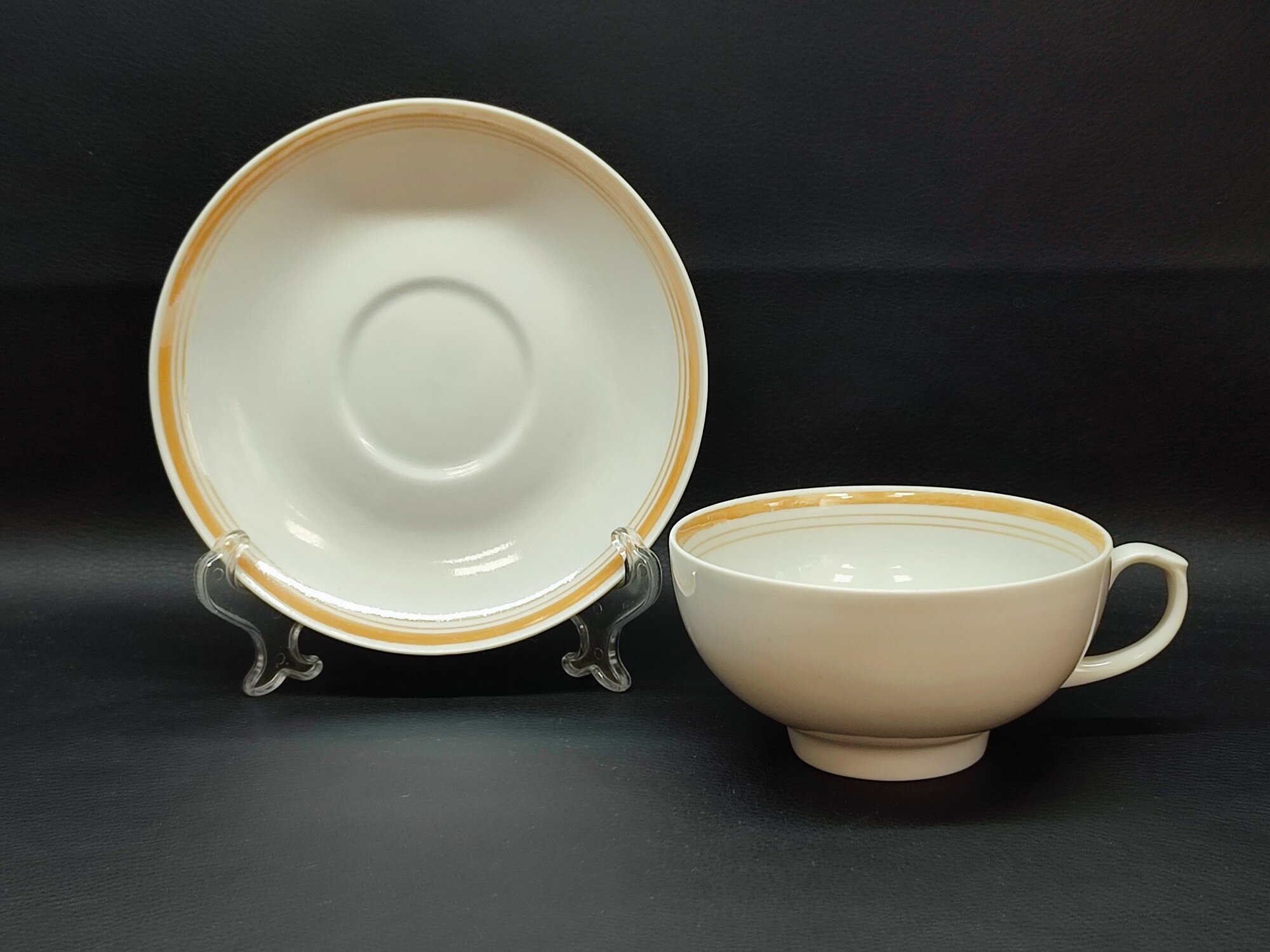 Чайная пара Дулево 200 мл фарфор отводка люстром СССР