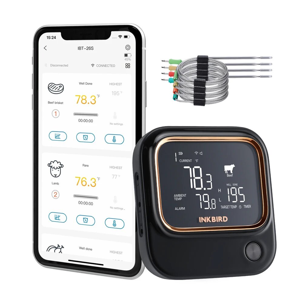 INKBIRD IBT-26S Термометр для гриля с 4 зондами