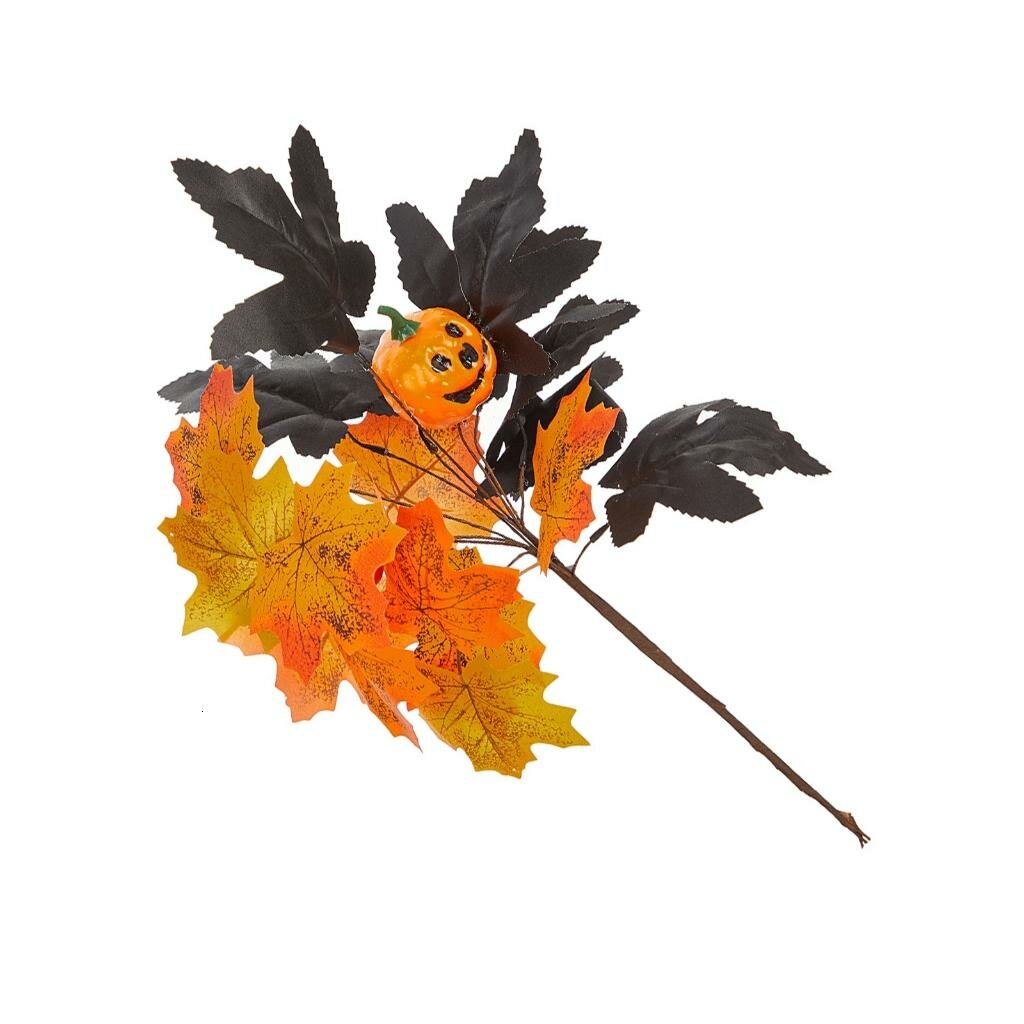 Искусственный черный цветочный букеты Хэллоуин тыквенный лист для украшений для вечеринок, - ветка кленового листа