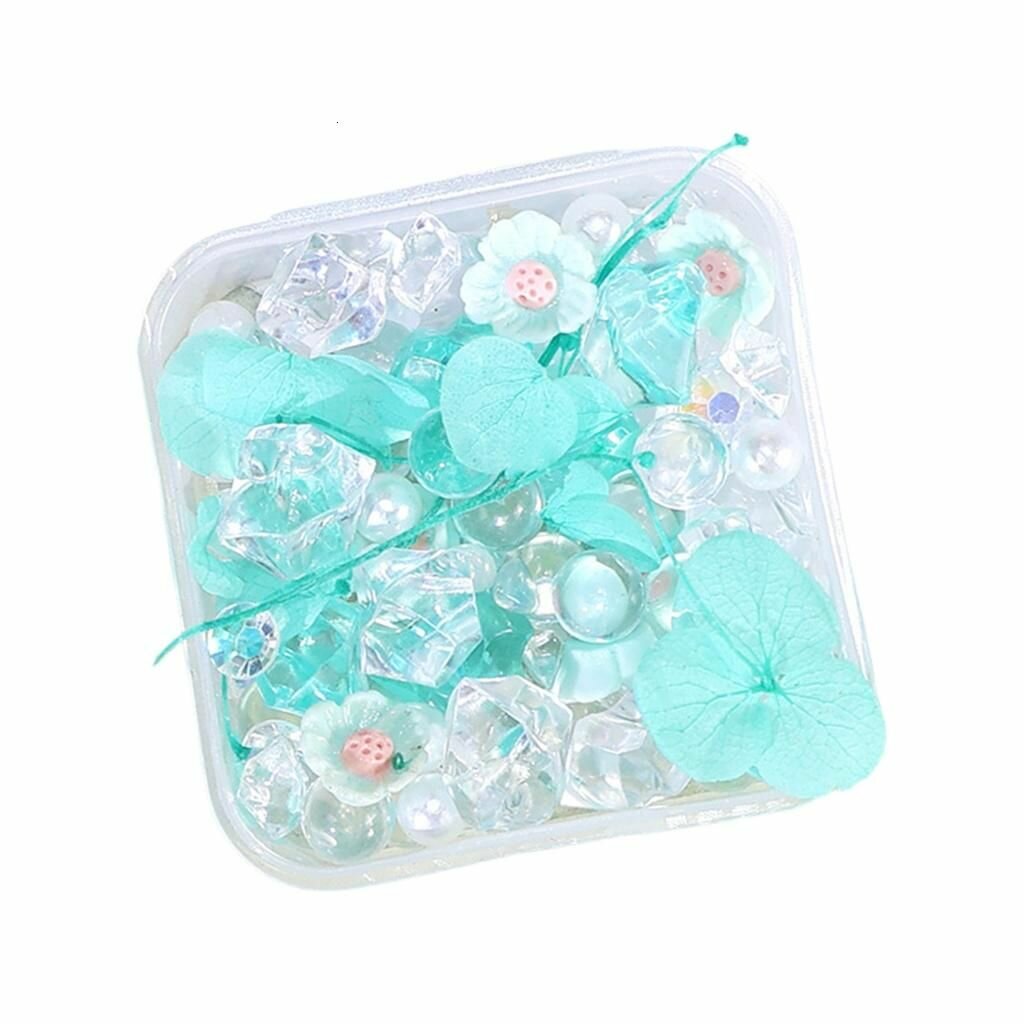 Натуральная композиция из смолы с цветами, стеклянными бусинами, жемчугом и декоративными камнями, - 5