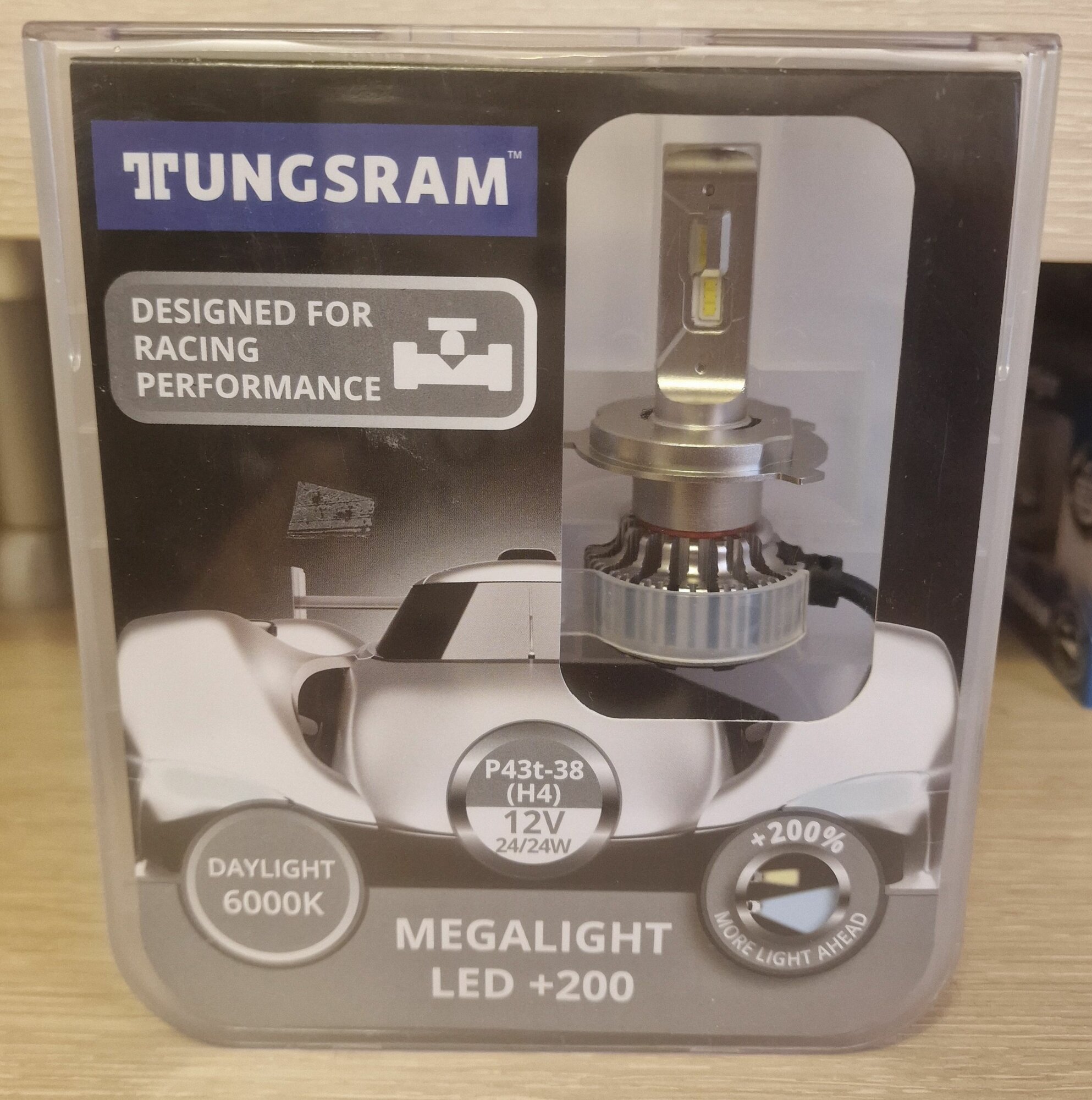 Tungsram 12V Лампа H4 24W Megalight LED +200 6000K