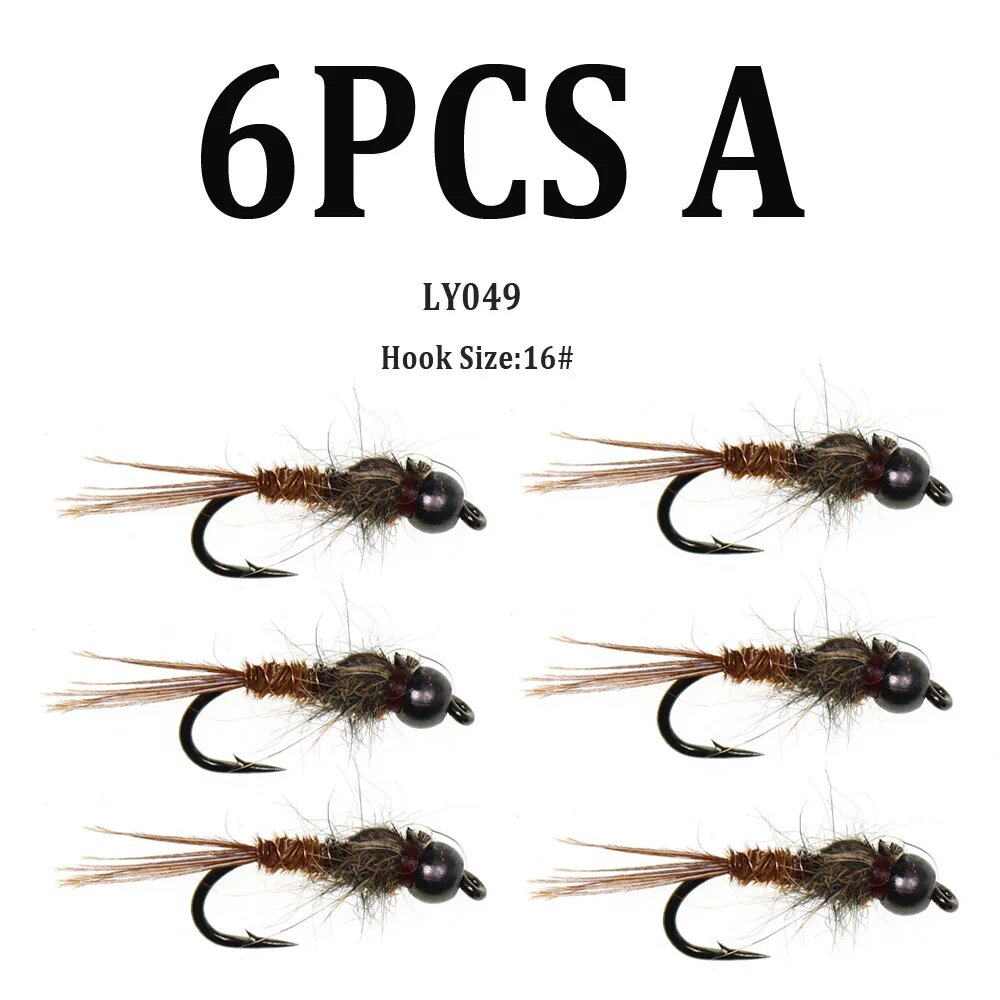 Vtwins набор нимф для нахлыстовой рыбалки #14 #16 #18 6pcs LY049 16