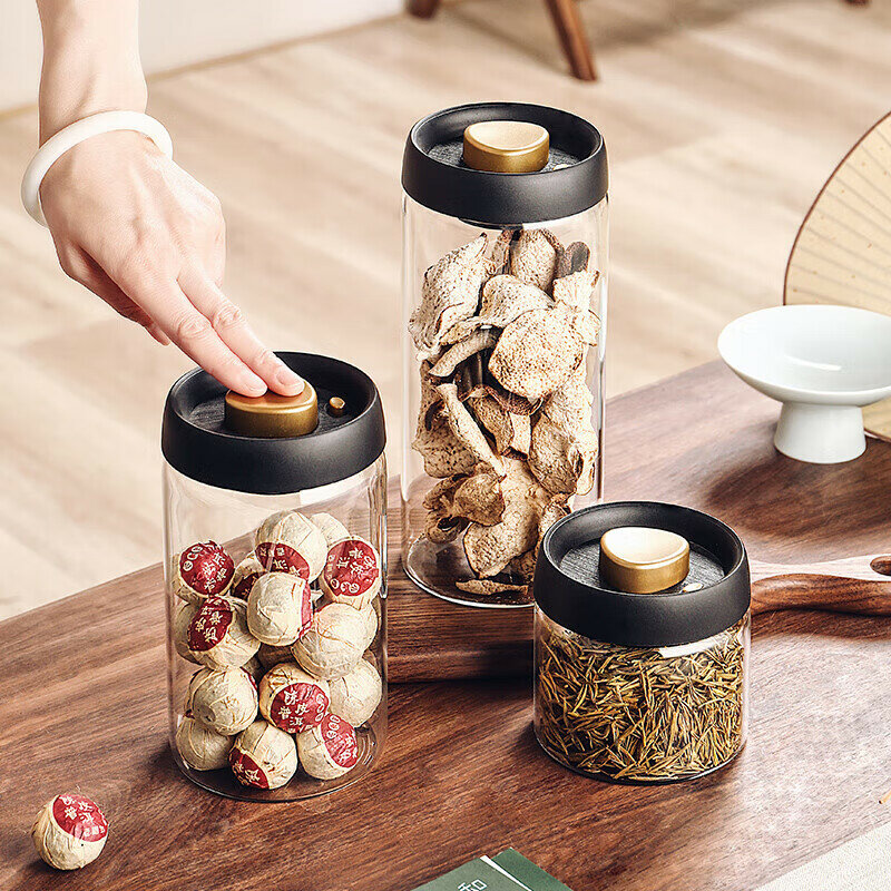 CRISTALGLASS Vacuum Sealed Glass Tea Canister Household Sealed Canister High-end Tea Storage Canister Storage Bottle Large Capacity 1200ml