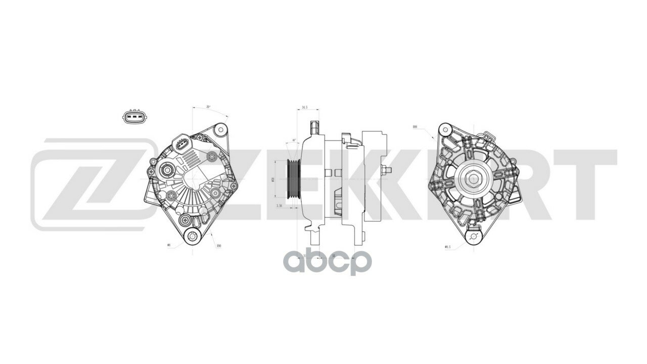 Генератор Hyundai Tucson 04- Elantra IV 06- Accent I II 94- i30 07- Kia Ceed 07- Zekkert арт. ge-1047