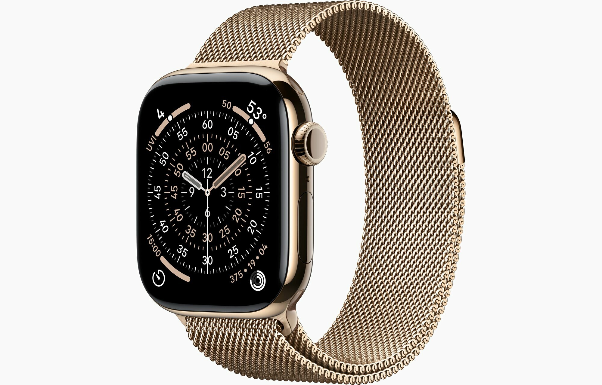 Apple Watch S11 42mm GPS + Cellular, Gold Titanium Case with Gold Milanese Loop M/L