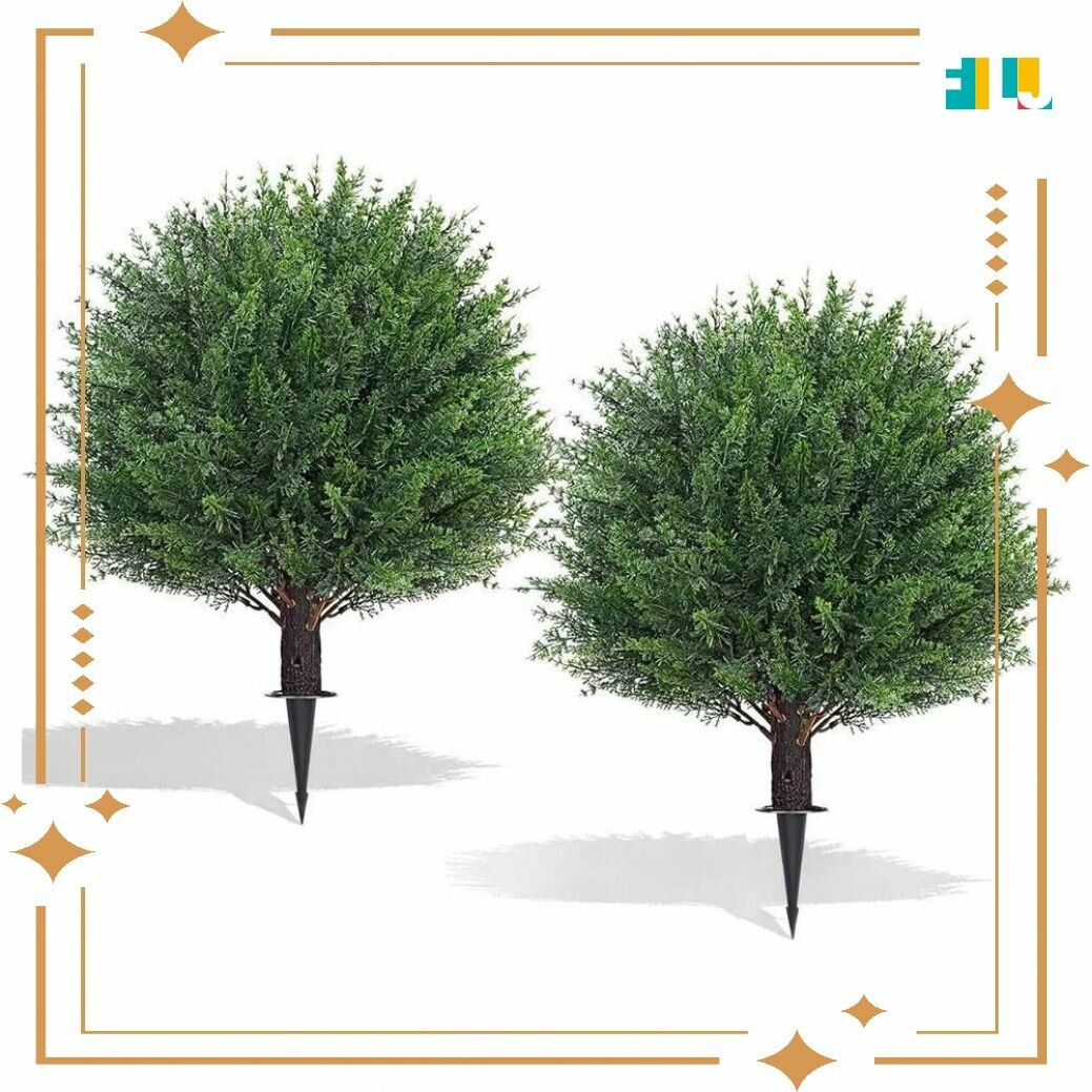 Эксклюзивный набор из двух уличных искусственных туй и кипарисов, высота 40 см