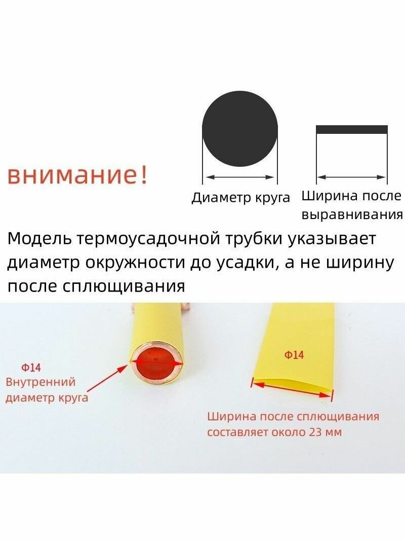 Термоусадочная трубка 2: 1, диаметр 14 мм, 100 метров в рулоне, прозрачная