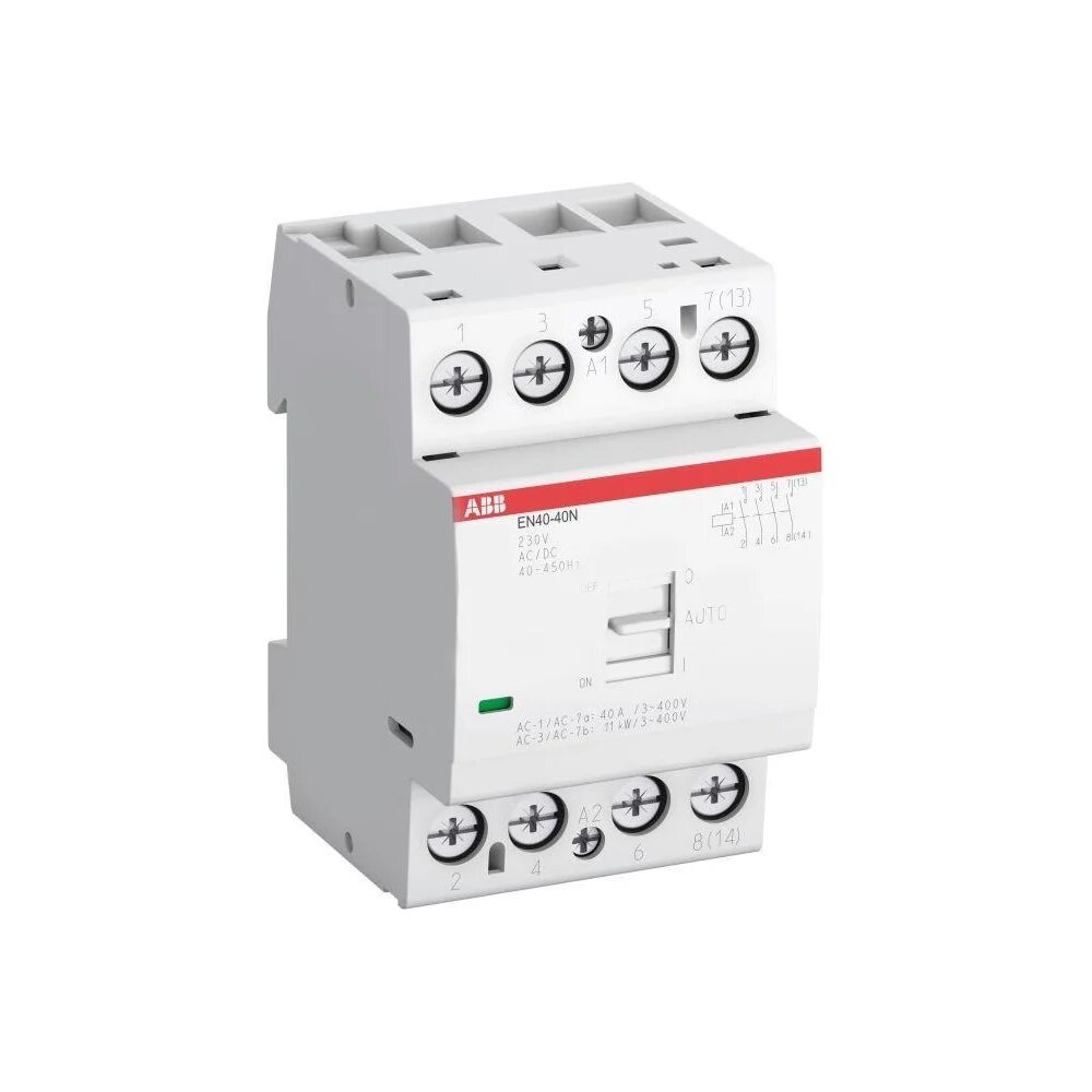 Модульный контактор ABB EN40-40N-06 с ручным управлением катушка 230В AC/DC 1SAE342111R0640 для DIN‑рейки, нереверсивный