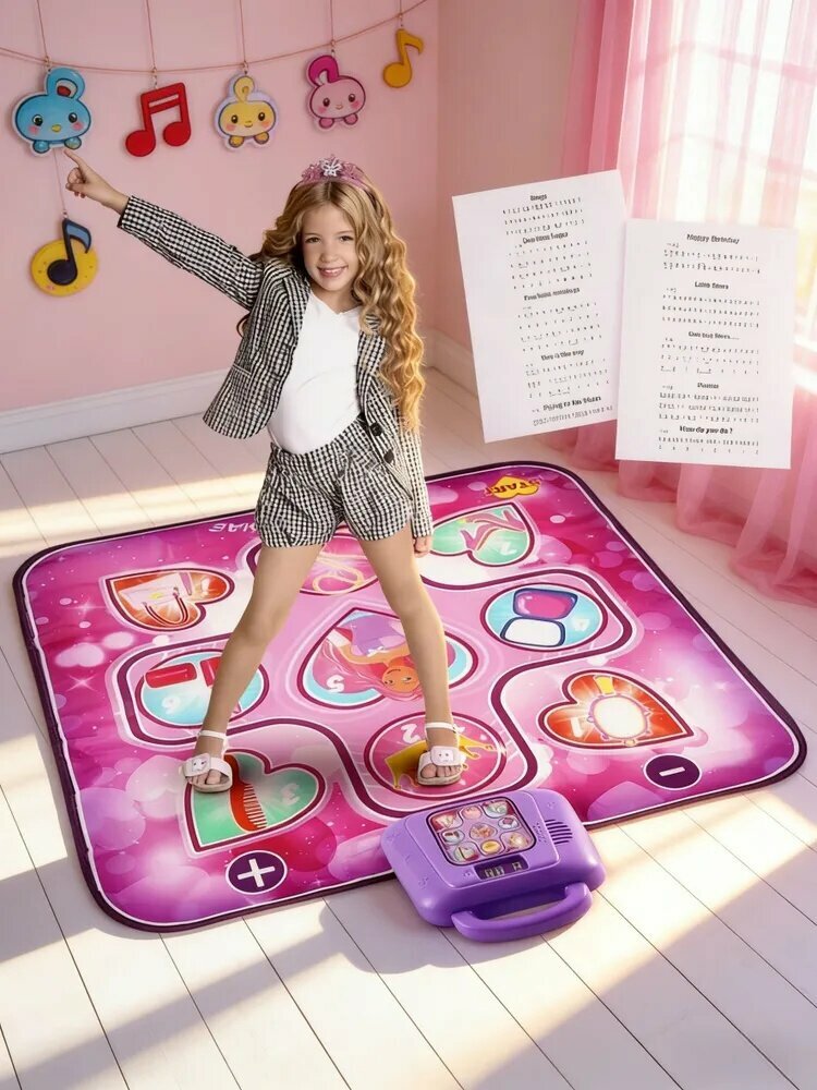 Музыкальный коврик для танцев, Dancing Playmat, розовый, Новогодний подарок