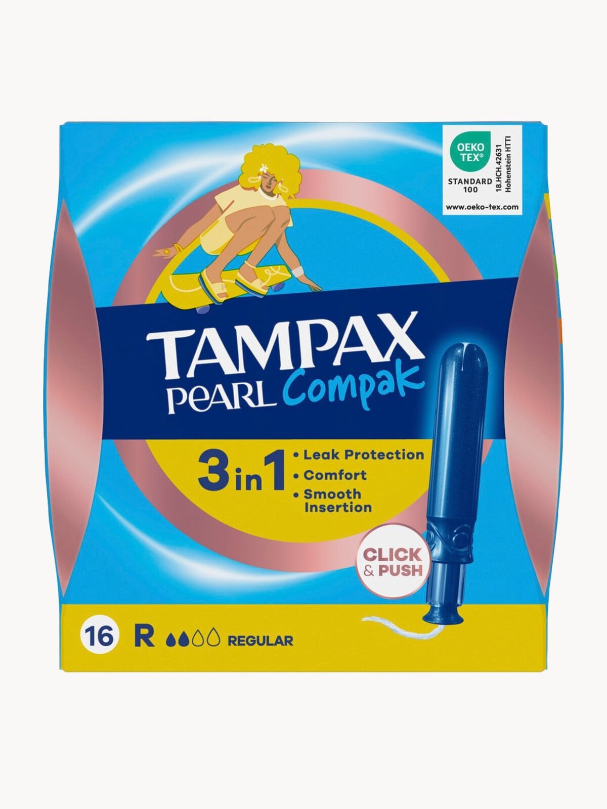 TAMPAX тампоны Pearl Compak Regular Duo, 2 капли, 16 шт.