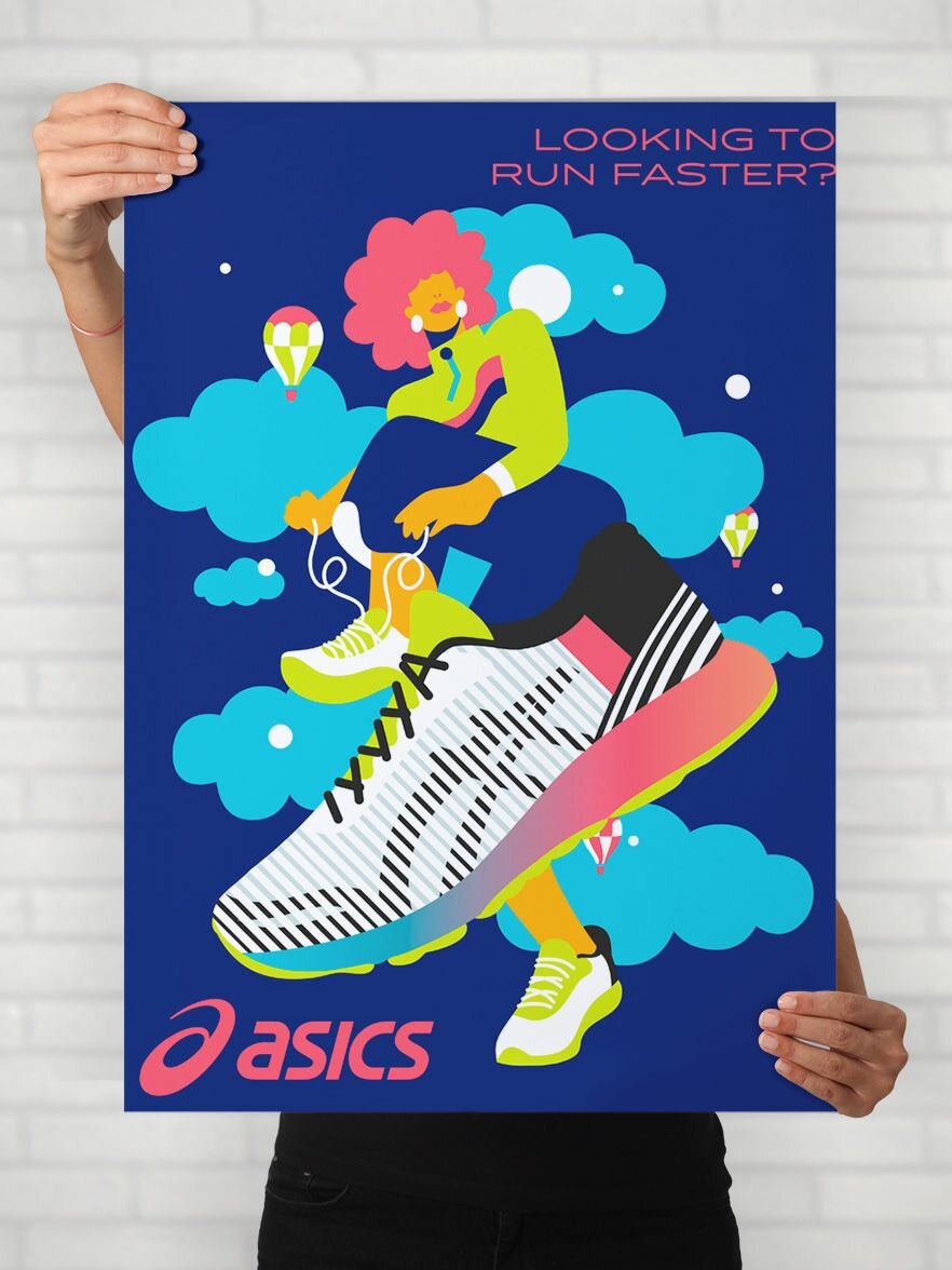 Плакат на стену для интерьера Бренды (Асикс - ASICS 2) - Постер по моде и одежде формата A1 (61x84 см)