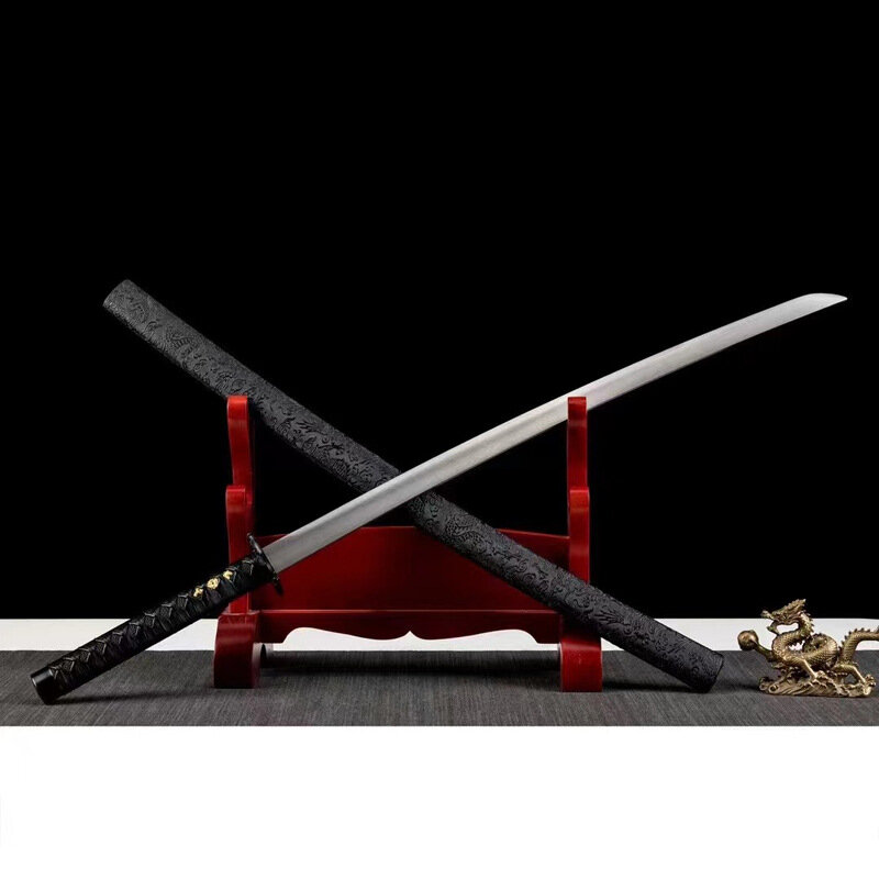 Меч Лунцюань в японском стиле, холодное оружие, высокопроизводительный меч из марганцевой стали, цельнокованый тренировочный меч, самооборона, коллекционный орнамент, не заточенный