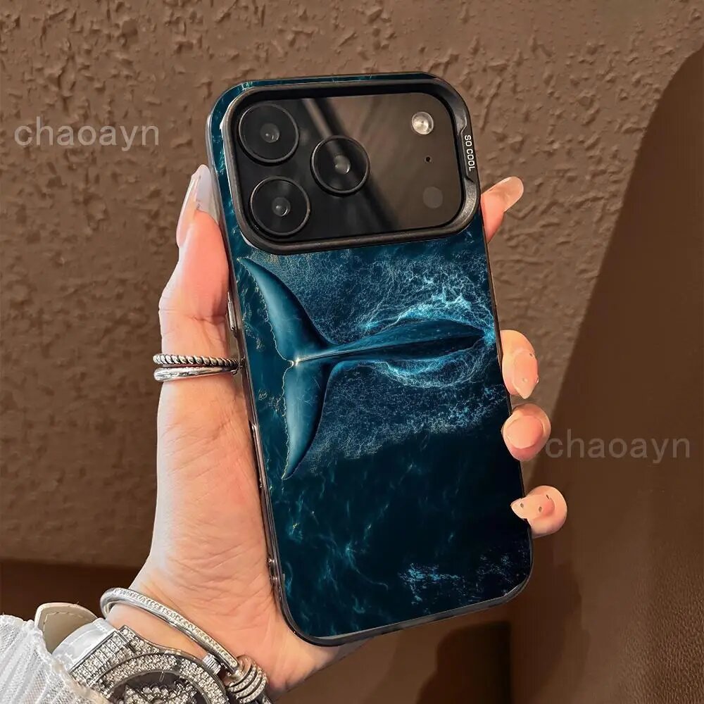 Чехол для iPhone 17 Pro "Киты в море", Black1